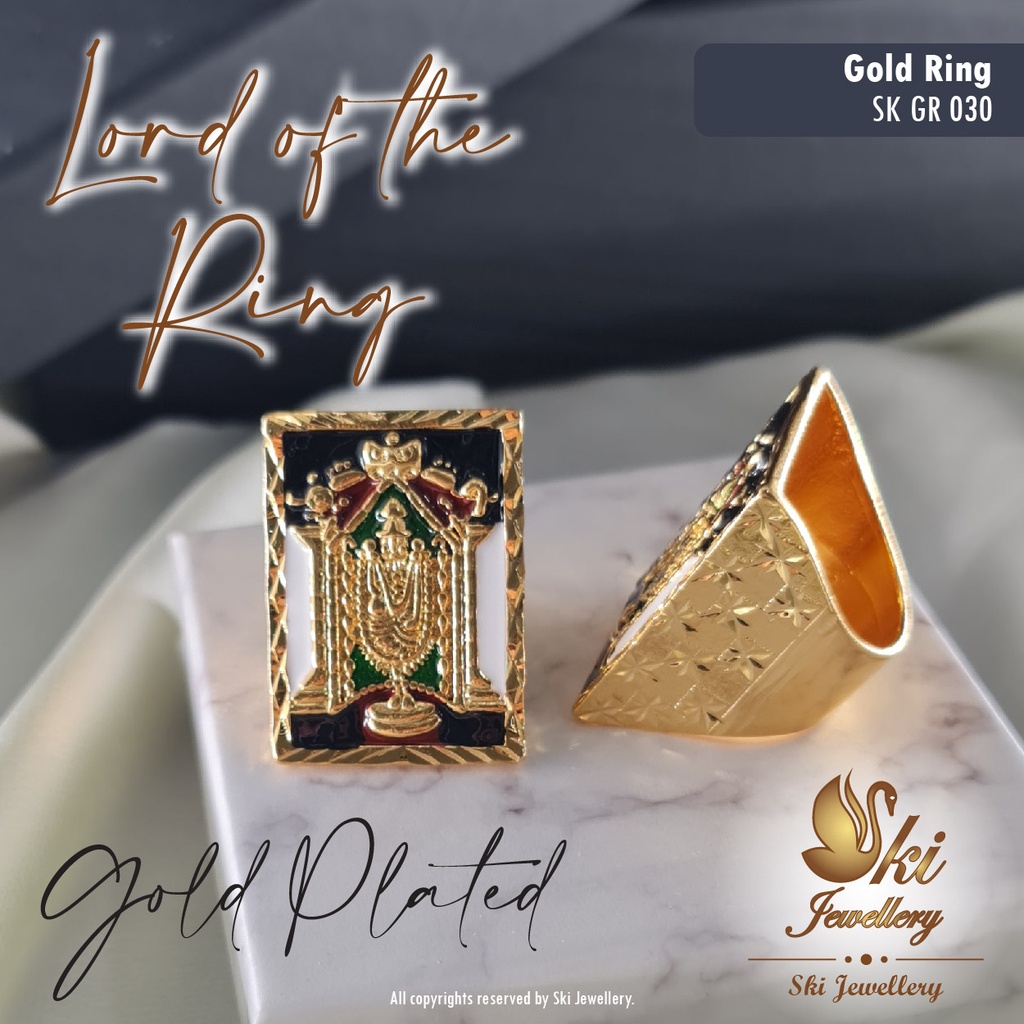 Ski Jewellery Lord Gold Ring Tirupati Balaji Venkateswara 1 PC Cincin ...