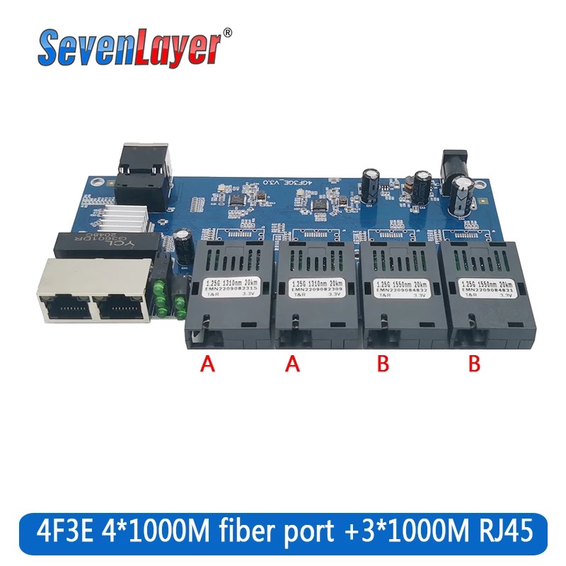 Fiber Optical switch 4 1.25G SC 3 1000M RJ45 Industrial Grade Gigabit ...