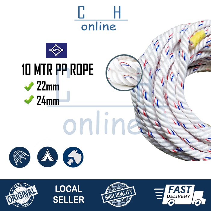 [10mtr]22mm 24mm JAYA Brand PP Rope/Tali PP Nylon Putih /Nylon Rope ...