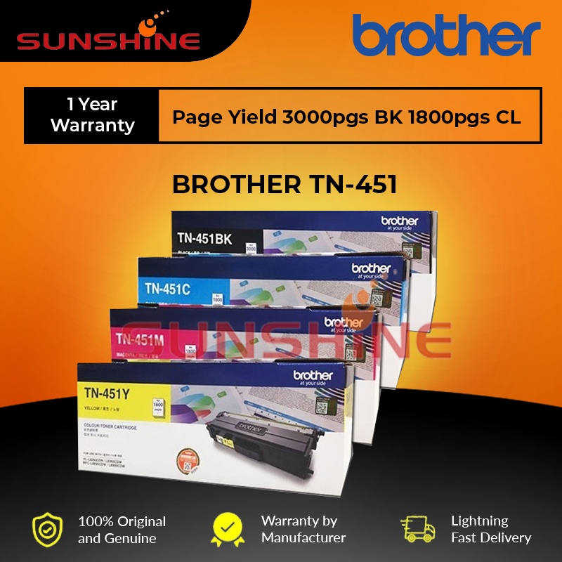 Brother TN-451 Black Cyan Magenta Yellow Toner HL-L8260CDN HL-L8360CDW ...