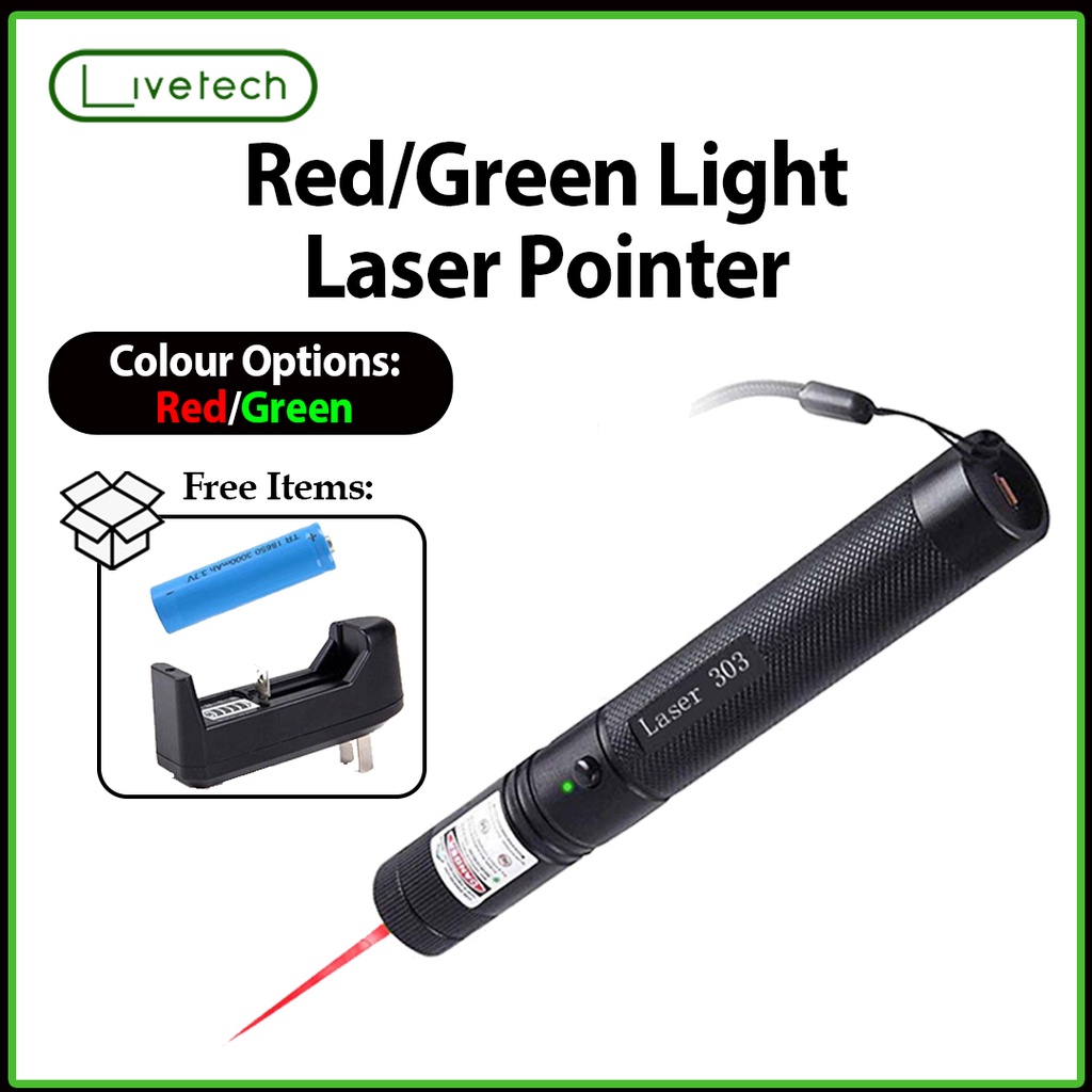 LiveTech Red Green Light Laser Pointer Beam 303 Rechargeable Wireless ...