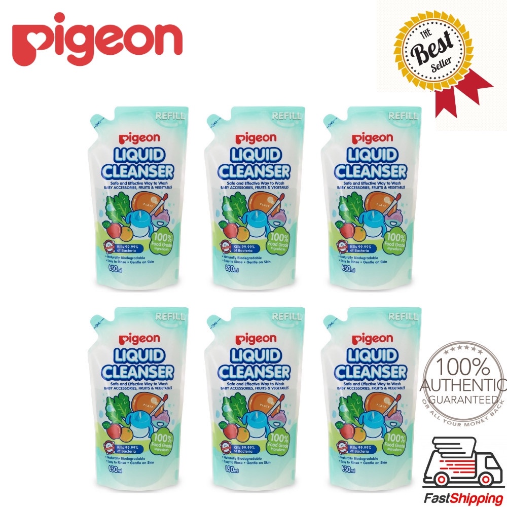 Pigeon 100% Food Grade Ingredients Liquid Cleanser Refill (650ml x 6 ...