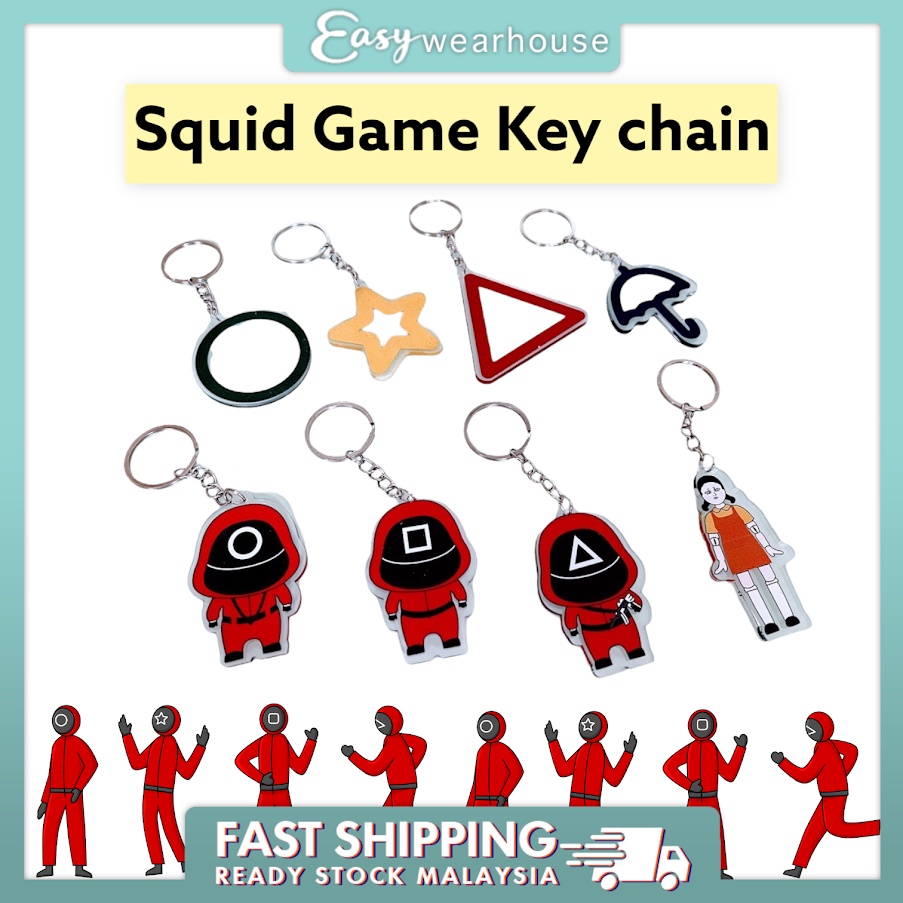 Squid Game Key Chain 鱿鱼游戏 Door Gift Triangle Square Circle Keyring ...