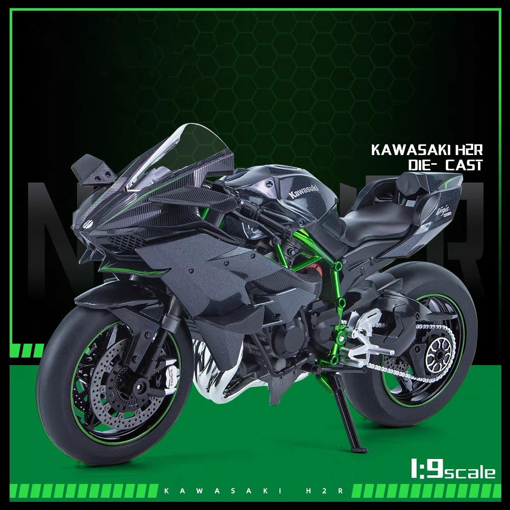 【RUM】1:9 Scale Kawasaki H2R Alloy Car Model Light & Sound Effect ...