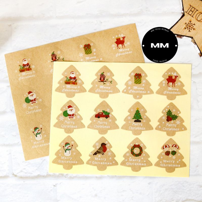 Christmas Tree Stickers tq Sticker thank you box paper bag box | Shopee ...
