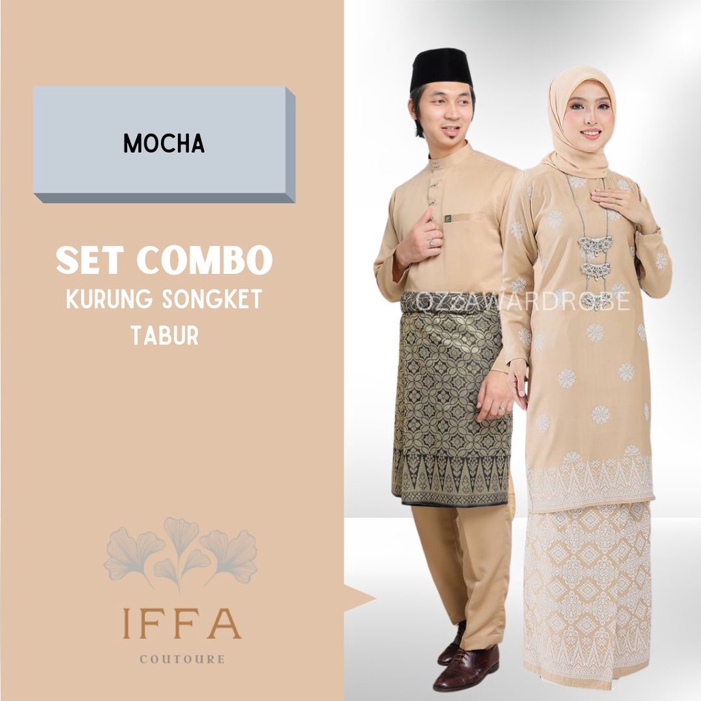 [MOCHA] SET COUPLE KURUNG SONGKET TABUR BAJU MELAYU CEKAK MUSANG NIKAH ...
