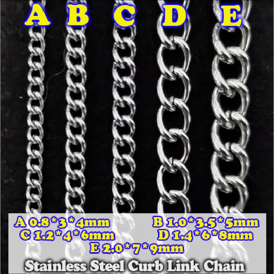 JA2337 DIY Stainless Steel Curb Link Chain per Meter 🇲🇾 Jewelry Making ...