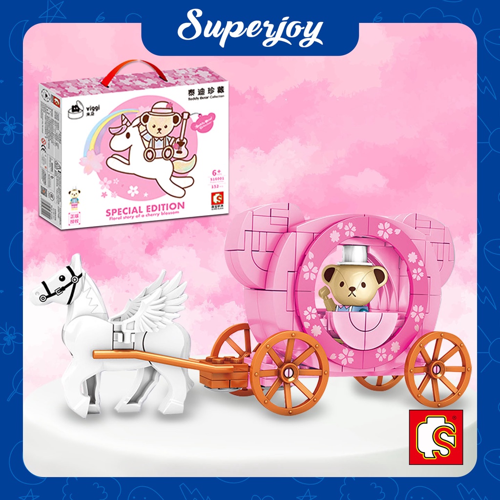 SEMBO Blocks Cute Prince Teddy Series 152pcs I Fantasy Pegasus Cherry ...