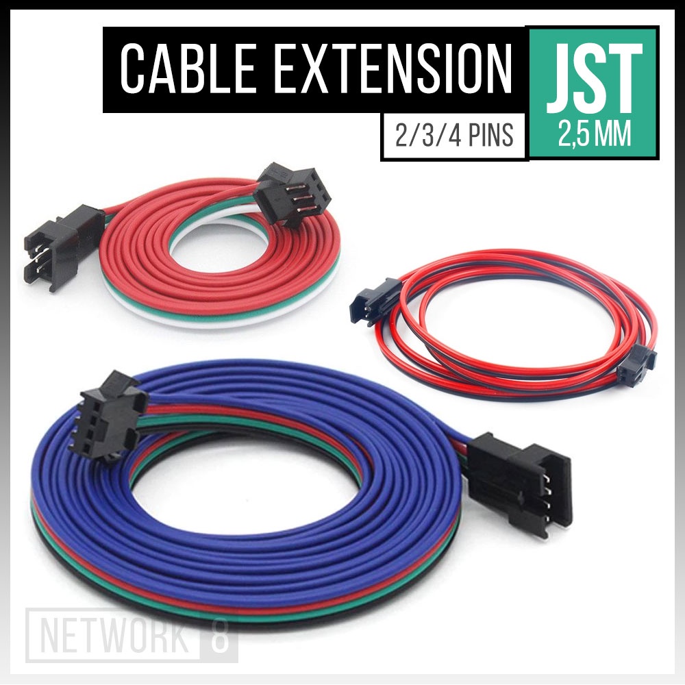 JST EXTENSION LONG CABLE CONNECTOR LONG LED STRIP 2 3 4 PIN PINS 1M 2M ...