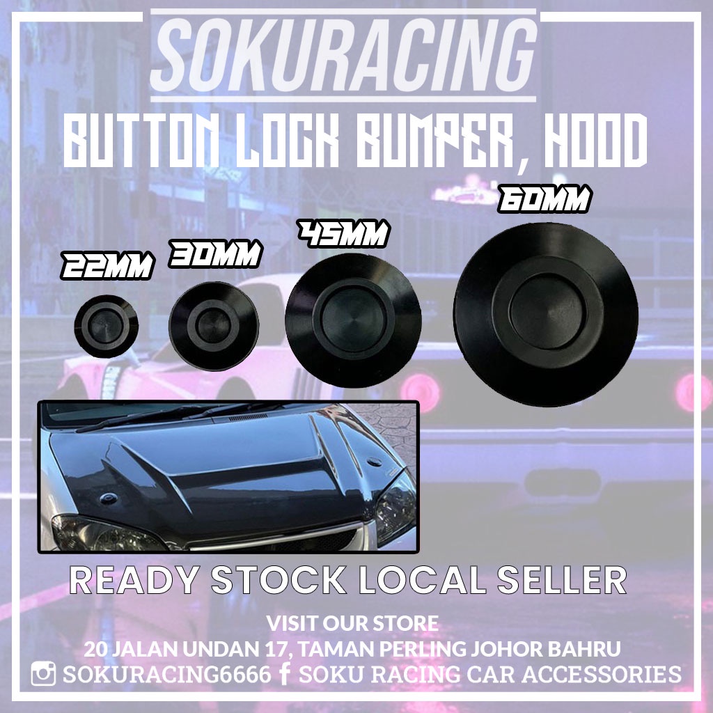 BUTTON LOCK BONNET/BUMPER CLIP HOOD UNIVERSAL PIN LOCK PUSH BUTTON LOCK ...
