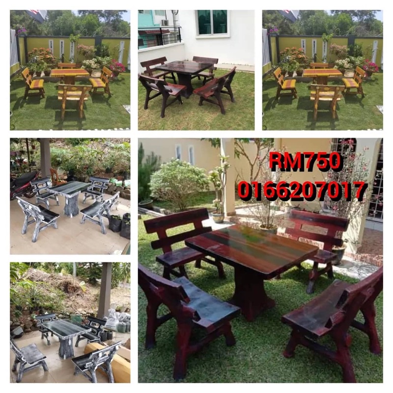 set meja batu taman cantik dan murah | Shopee Malaysia