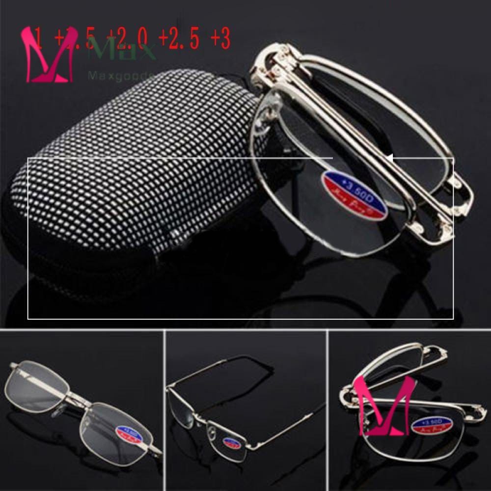 Folding Reading Glasses plus 1 to plus 4 Men Women, FREE Case and Wipe ...
