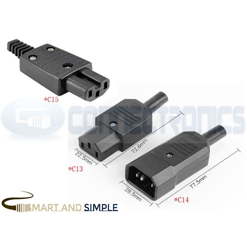 Iec Power Plug Socket C13 C14 C15 Connector 10a 250v Shopee Malaysia