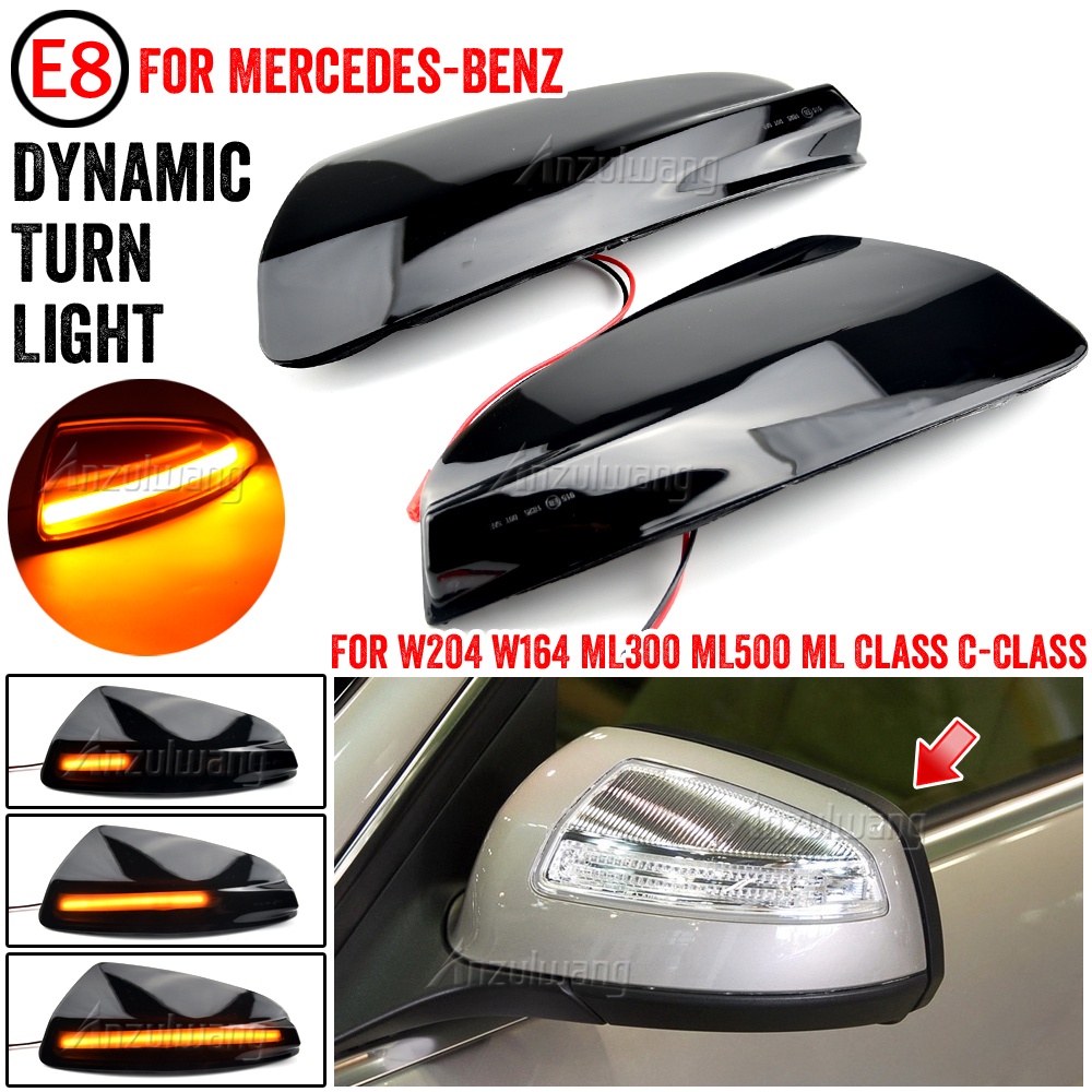2PCS LED Dynamic Turn Signal Light Side Mirror Indicator For Mercedes Benz C Class W204 S204 ...