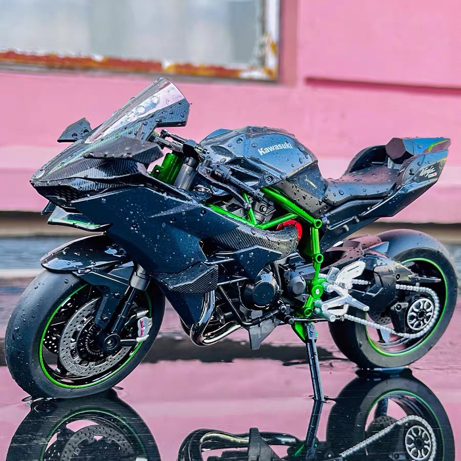 1:9 Scale Kawasaki H2R Alloy Motorcycle Model Diecast Car Sound Light ...