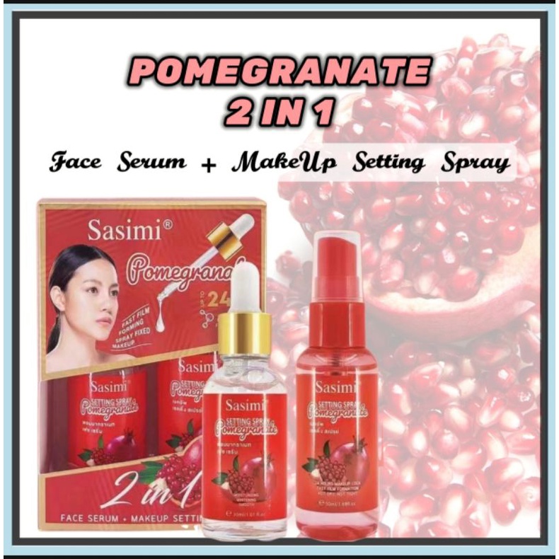 SASIMI POMEGRANATE 2IN1 Face Serum + Makeup Setting Spray Set | Shopee ...