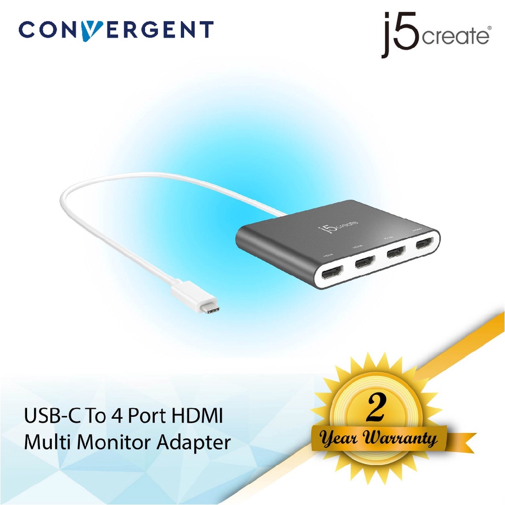j5create JCA366 USB-C™ to 4-Port HDMI™ Multi-Monitor Adapter | Shopee ...