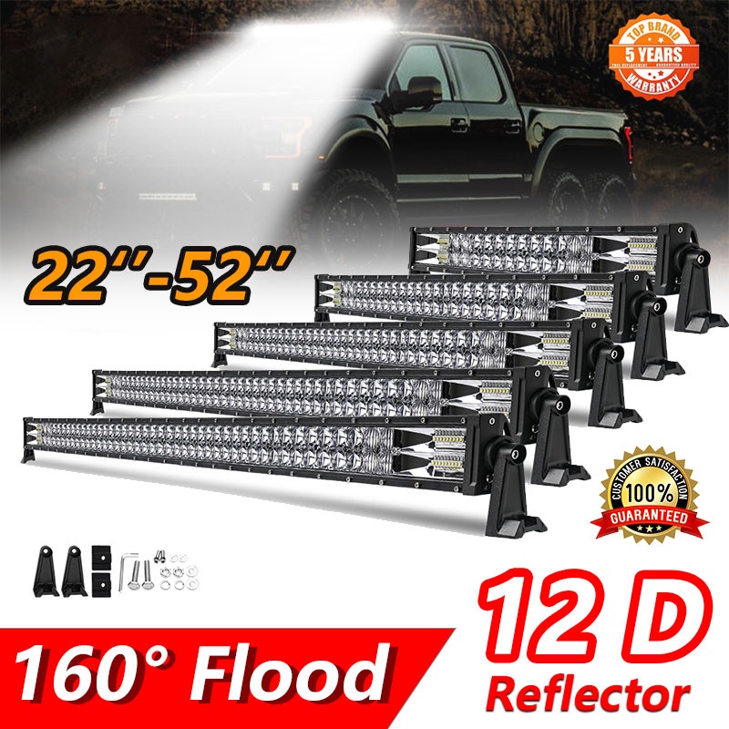 12D LED Straight Light Bar 22inch 32inch 42inch 52inch Spot Flood Combo ...