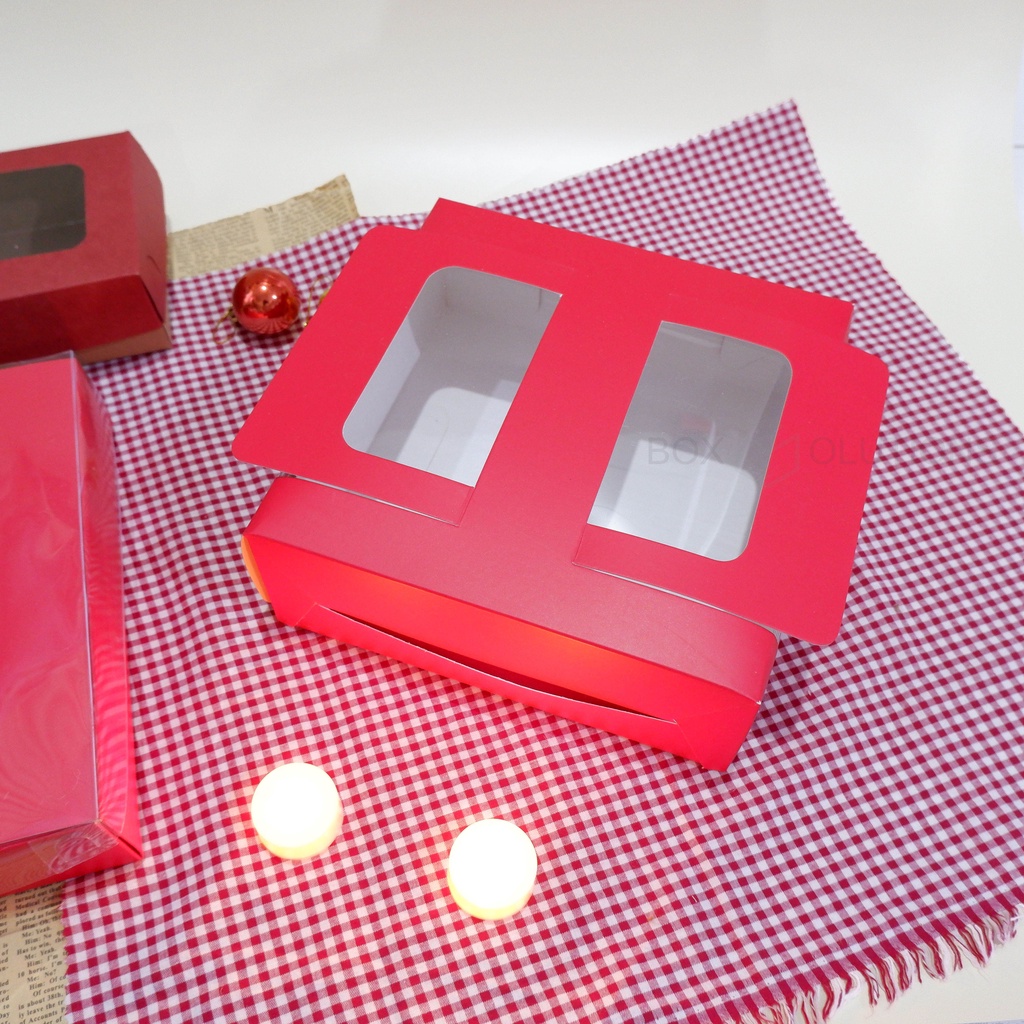 MERAH Mika ivory Red cake box/cake box+handle - 20x20x7 cm | Shopee ...