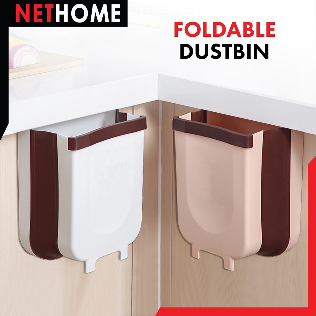 ⚡️NETHOME⚡️Foldable Dustbin Folding Waste Bin Kitchen Cabinet Door ...