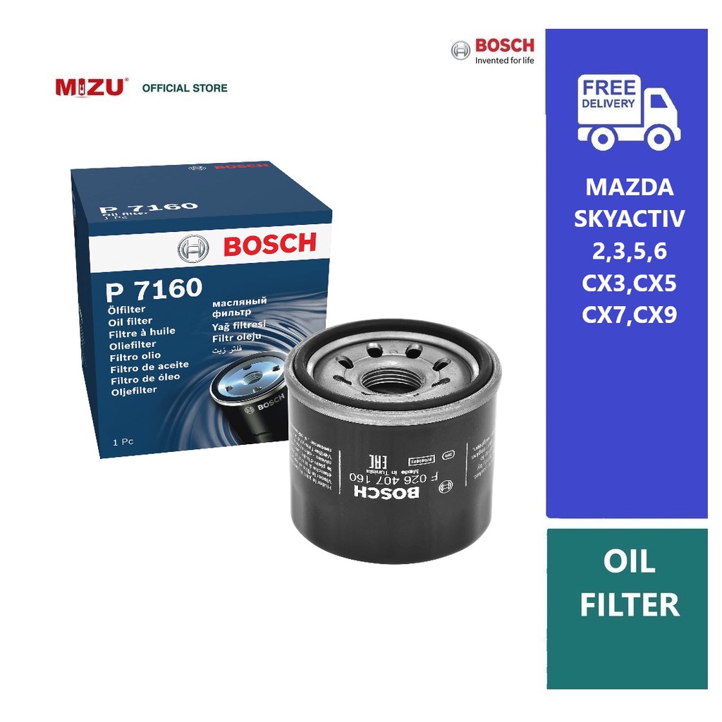 MIZU BOSCH MAZDA SKYACTIV OIL FILTER MAZDA 2 / 3 / 6 / 323 / CX-3 / CX ...