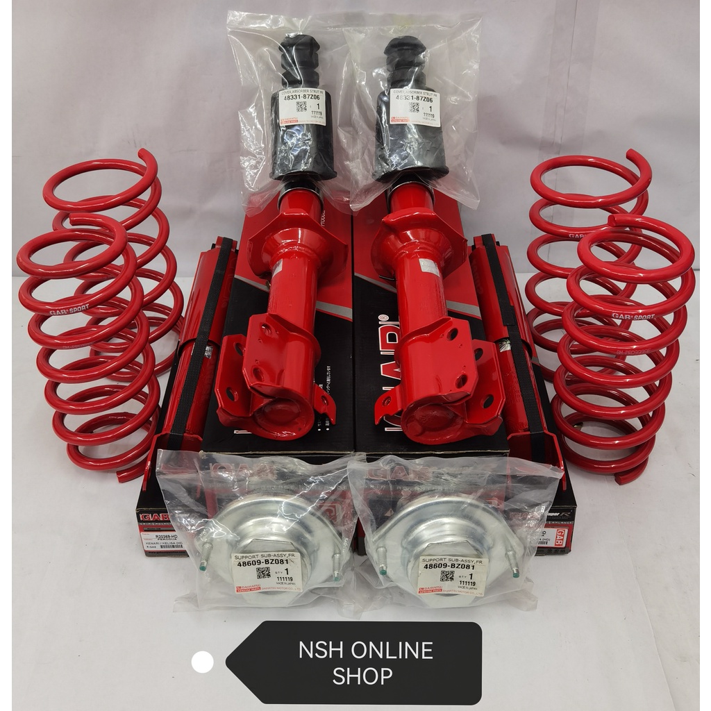 GAB Super R Absorber Heavy Duty Front & Rear+Sport Spring+Abs Mtg ...