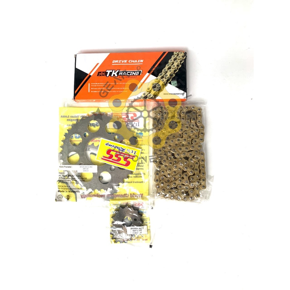 Gear SET GEARSET GOLD CHAIN 415 / 428 Mega Pro CB 150R CBR 150 CB150R K45 Led Sonic Verza New ...