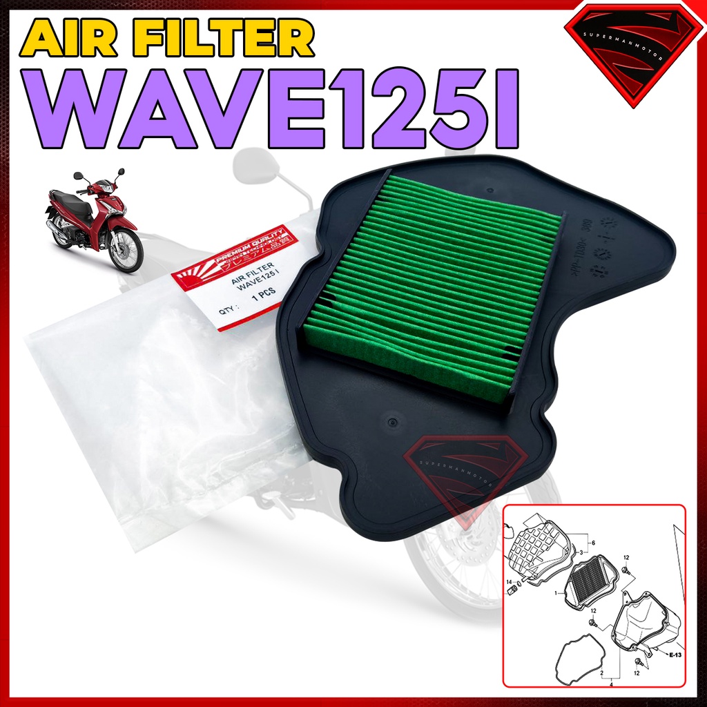 AIR FILTER HONDA WAVE125I W125I WAVE 125I W125-I FUTURE 125 FI JAPAN ...