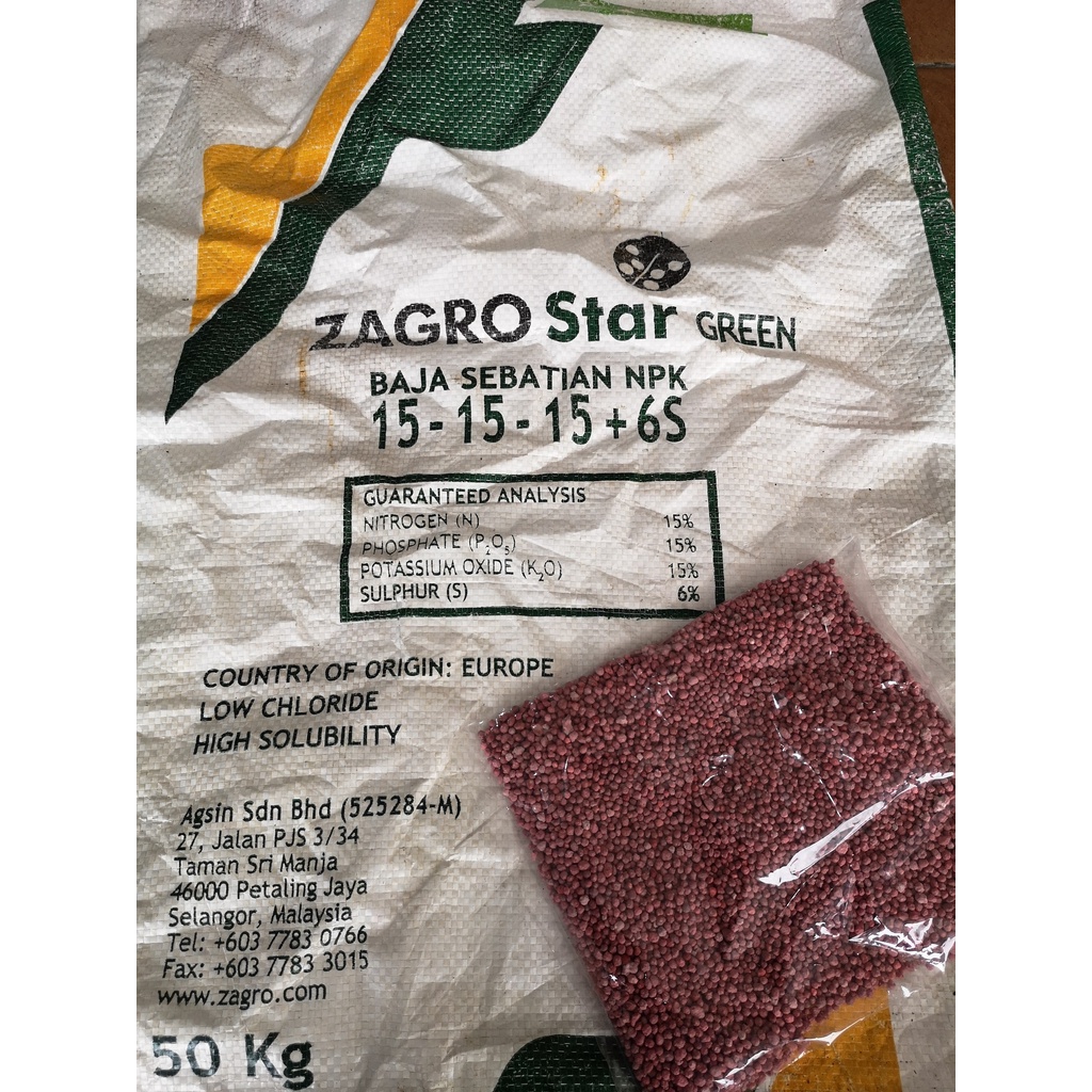 [ZAGRO] BAJA SEBTIAN NPK (15/15/15+6S)- REPACK (1KG) | Shopee Malaysia