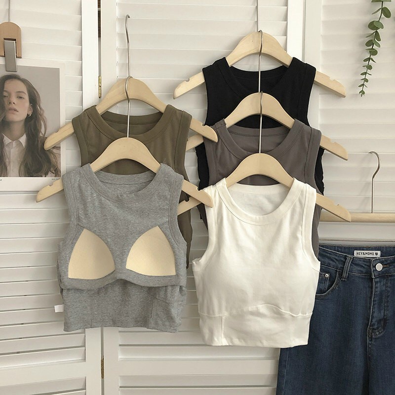 New Model Soft Cotton Women's Tank Top with Foam Chest Pad 620 | Shopee ...