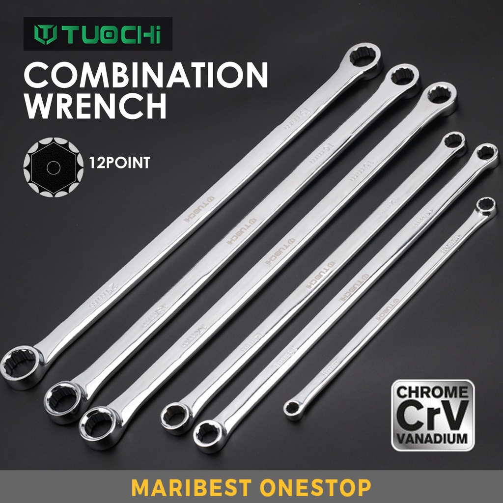 12 Point Extra Long Double Ring Wrench Flat Spanner Set Double Ring Spanner Offset Wrench ...