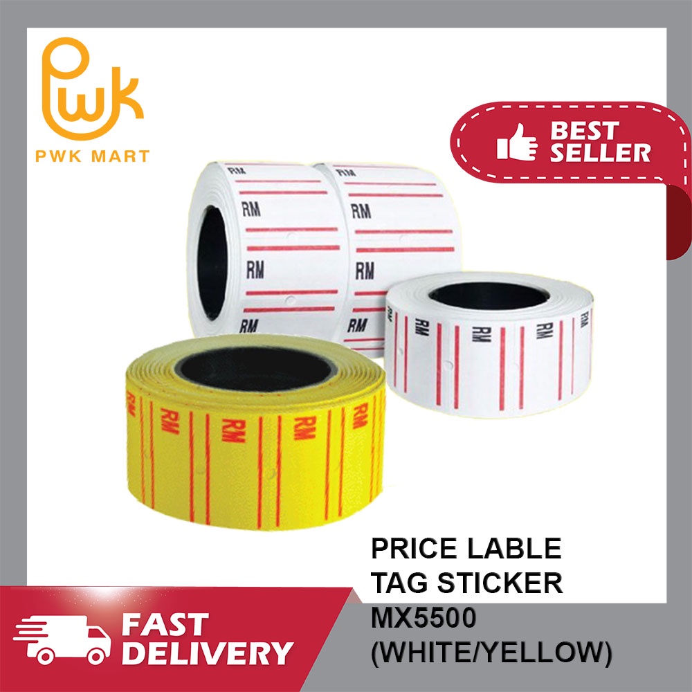 Price Label Tag Sticker MX5500 / RM (White) / RM (Yellow) /10pcs/roll ...
