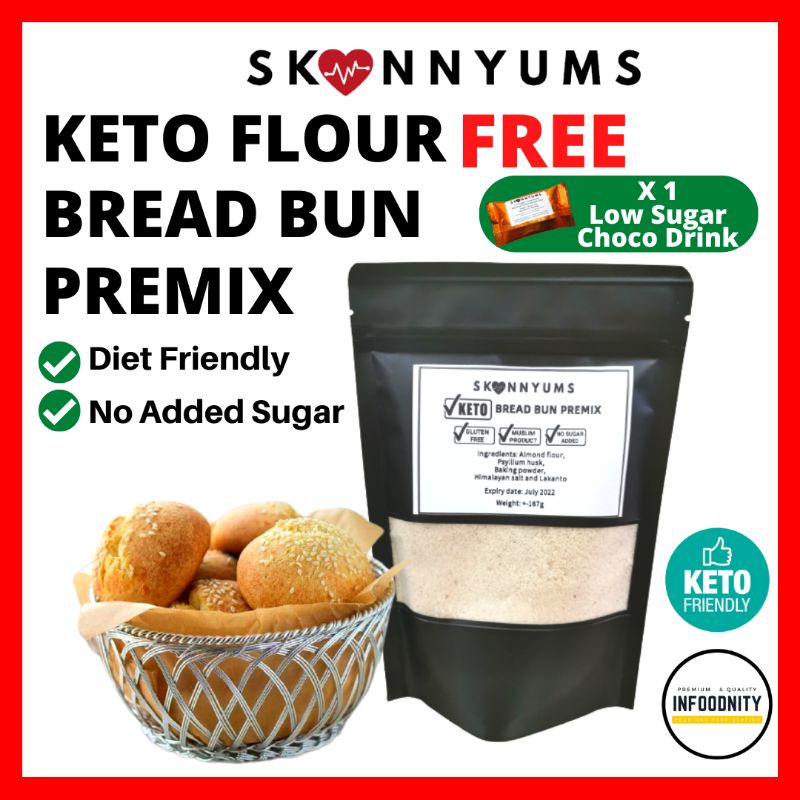[NEW] Skinnyums Keto Bread Bun Keto Premix Flour Tepung Keto Roti ...
