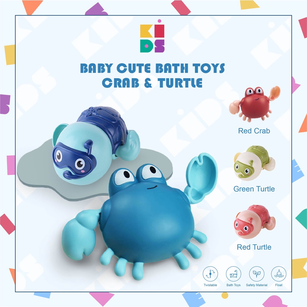 KIDS ERA Baby Cute Bath Toys Clockwork Crab & Turtle Toys Swimming ...