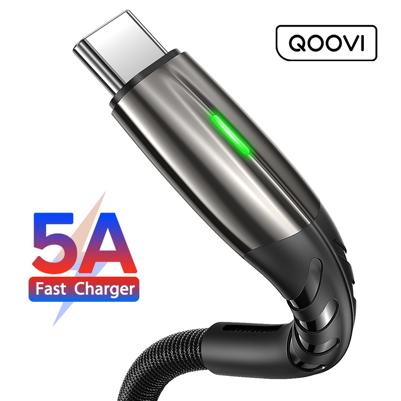 QOOVI 5A USB Type C Fast Charger Cable SuperCharge Fast Charging Nylon ...