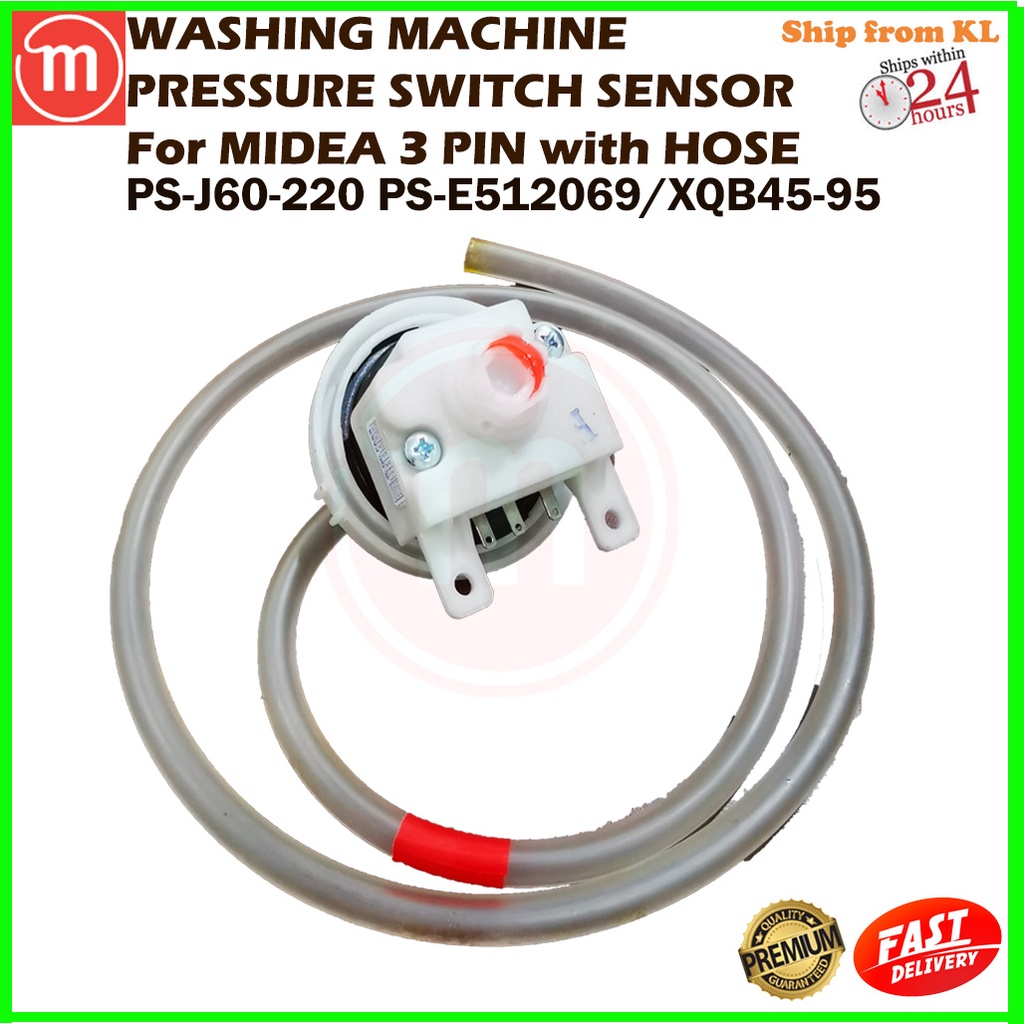 Midea Washing Machine PRESSURE SWITCH SENSOR C/W HOSE 3PIN PS-J60-220 ...