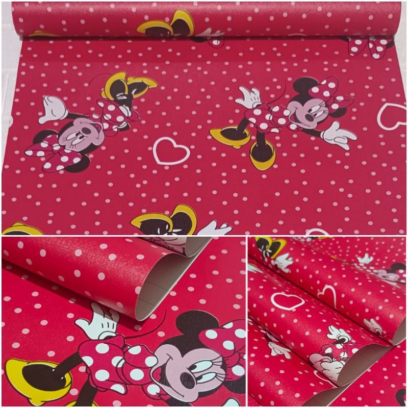 MERAH Red Mickey Mouse Character Wall Wallpaper Suitable for Children's ...