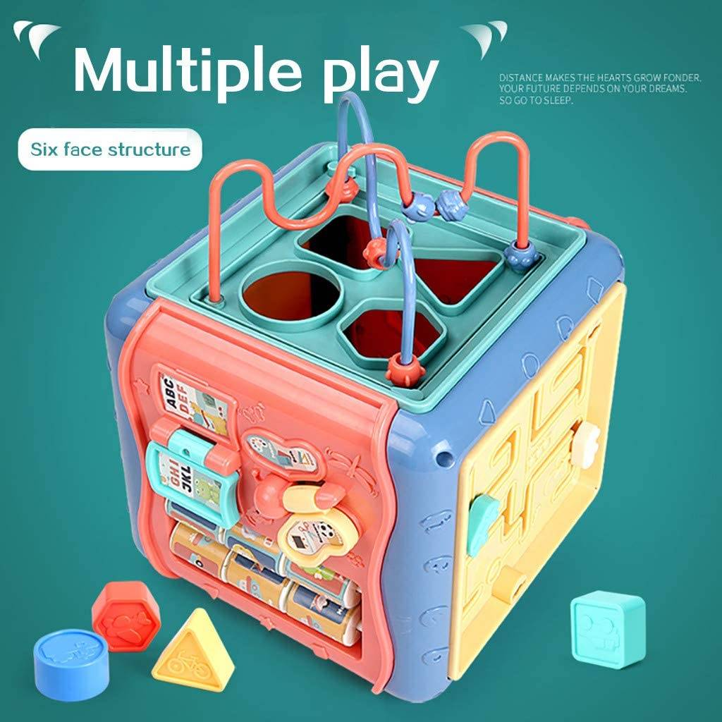6In1 Baby Newborn Activity Cube Kids Toys Musical Early Learning Shape ...
