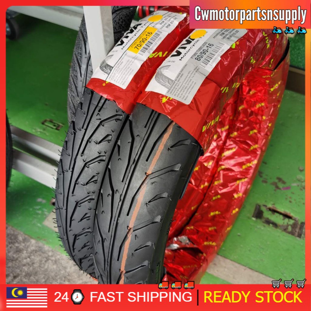TYRE TAYAR VIVA BUNGA V BUNGA TAJAM TAYAR SCOOTER TUBELESS 70/90-16 80/ ...