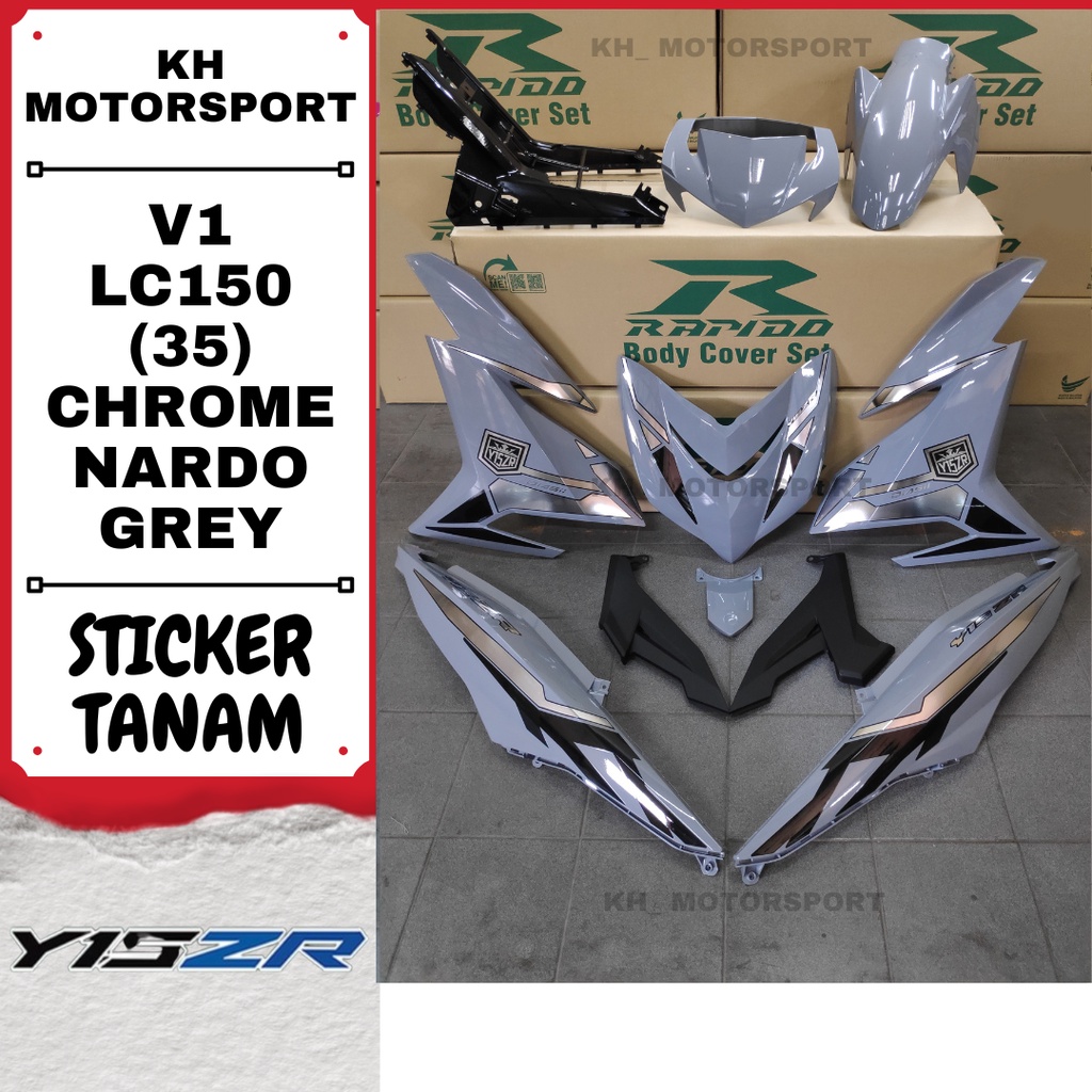 YAMAHA Y15 Y15ZR V1/V2 LC150 (35) CHROME NARDO GREY STICKER TANAM ...