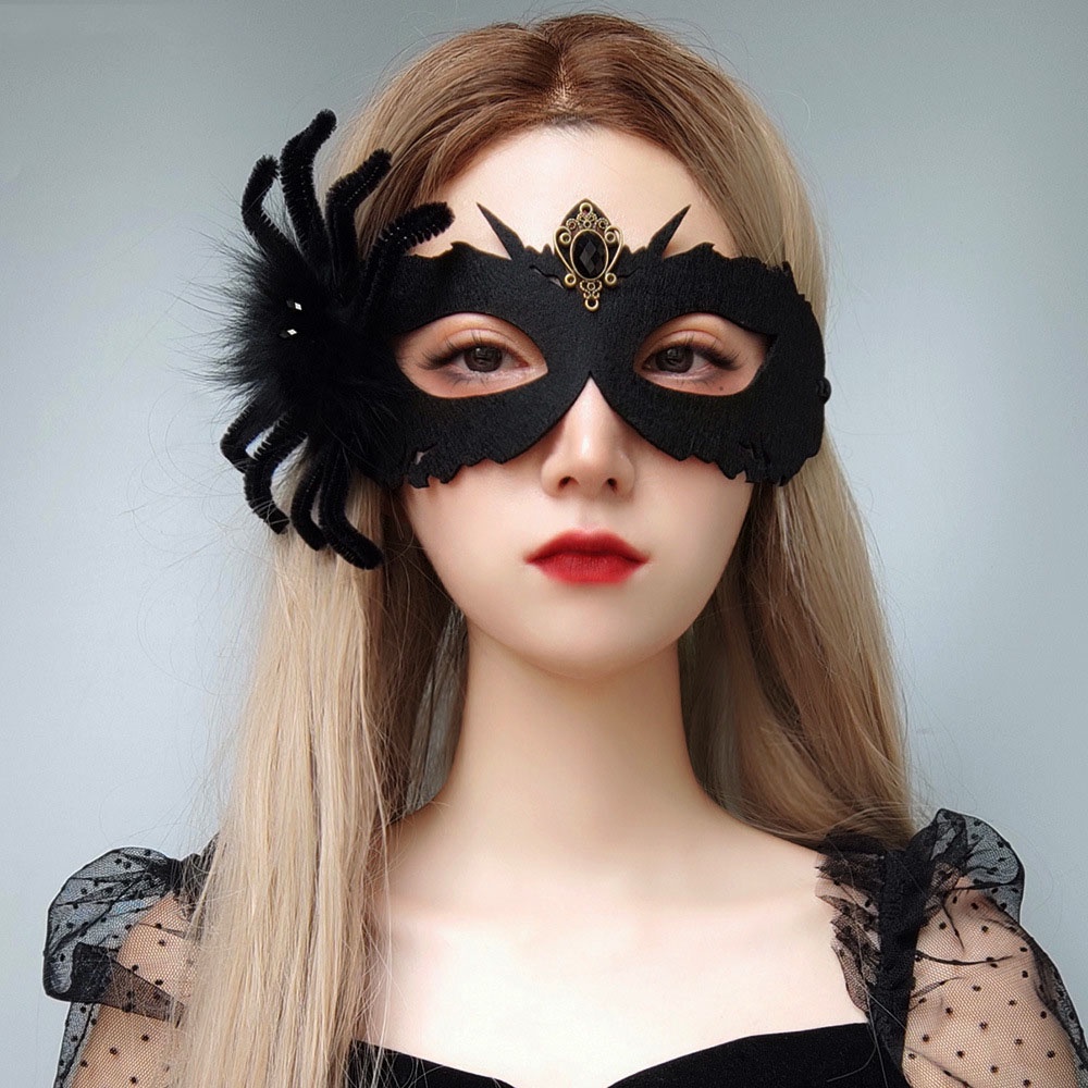 Halloween Masquerade Party Black Spider Death Mask Masked Half-Face ...