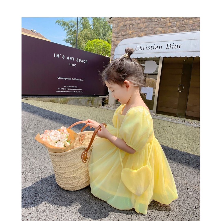 [Ready Stock] 2022 New dress baby girl yellow dress Summer Fashionable ...