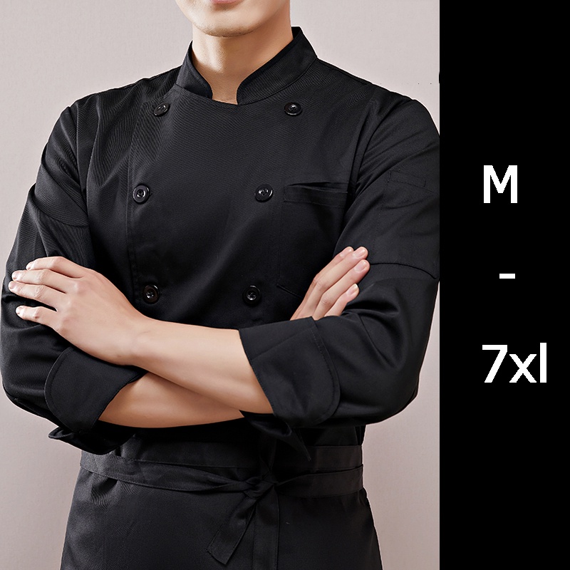 Plus Size M-7XL Chef Uniform Long Sleeves White Shirt Chef Jacket Men ...