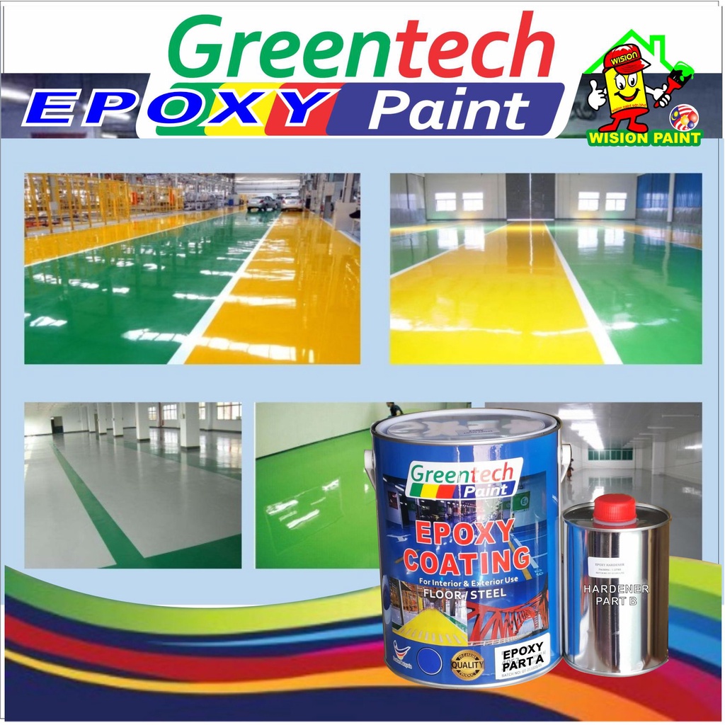 1L Epoxy paint ( GREENTECH EPOXY PAINT ) Cat Lantai HEAVY DUTY Coating ...