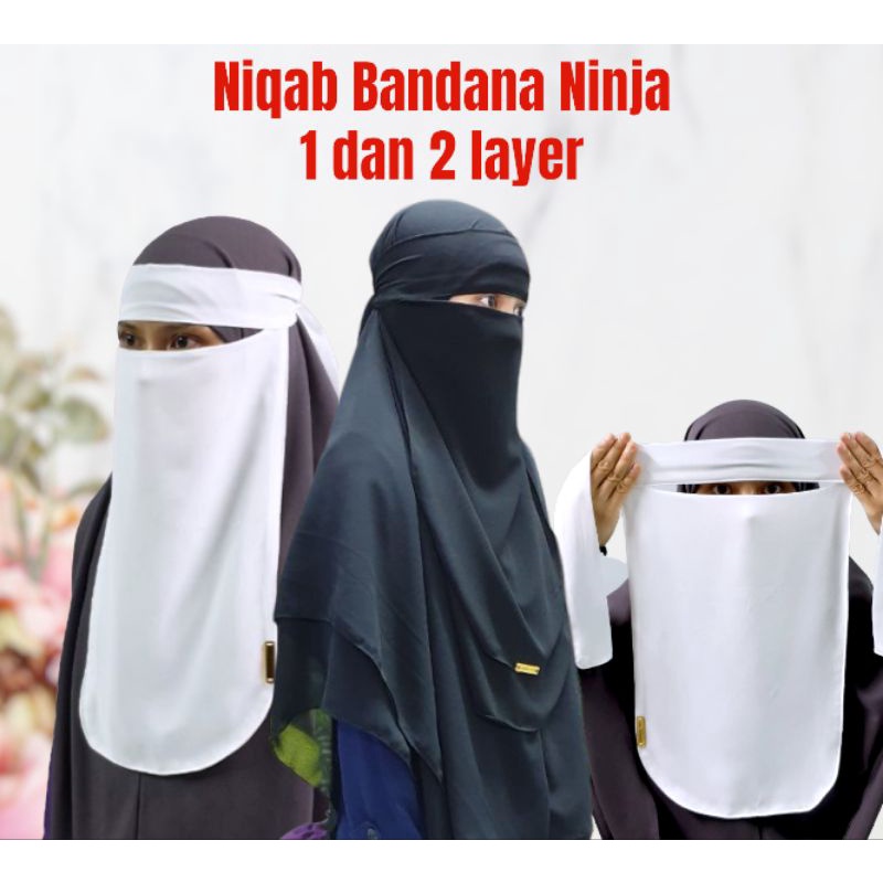NIQAB NINJA BANDANA 1 LAYER DAN 2 LAYER 20 INCI BASIC MURAH LABUH ...