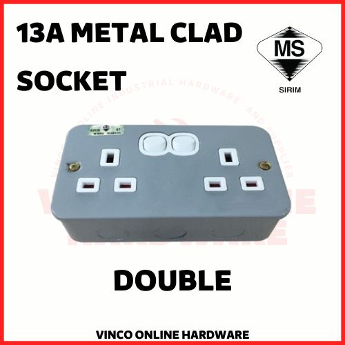 2 Gang Double Metal Clad Socket 13AMP 2 Way Switched Socket Switch ...