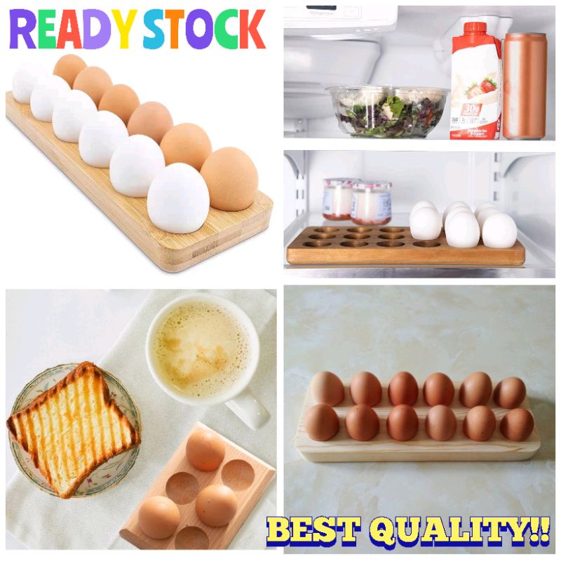 bekas telur kayu cantik New Wooden Tray Egg Storage Box/ Refrigerator ...