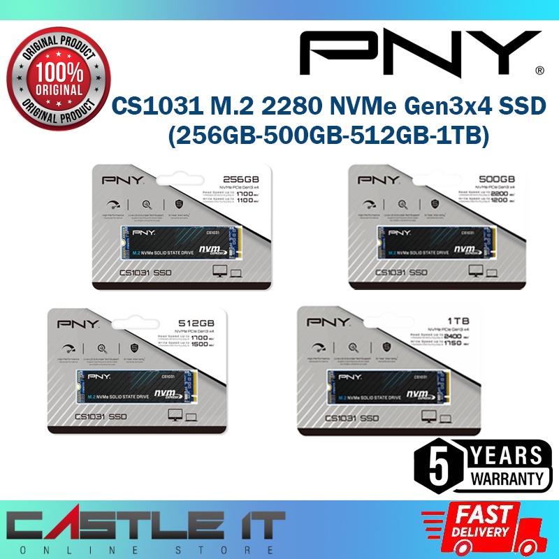 PNY CS1031 CS2241 CS2340 NVME PCIE GEN4 256GB 500GB 512GB 1TB 2TB M.2 ...