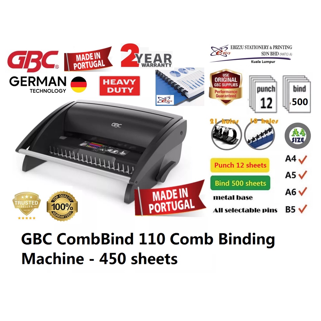 GBC CombBind 110 Comb Binding Machine - (binding machine, heavy duty ...