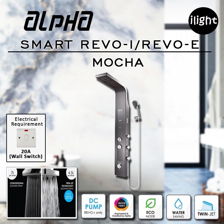 Alpha Smart Revo-i with DC PUMP / Revo-E No Pump Instant Shower Heater ...